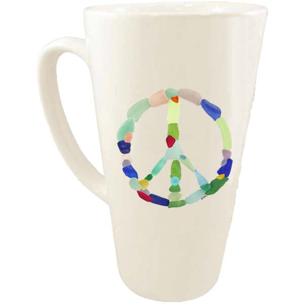 Sea Glass Peace Sign Latte Mug – SeaCrateClub